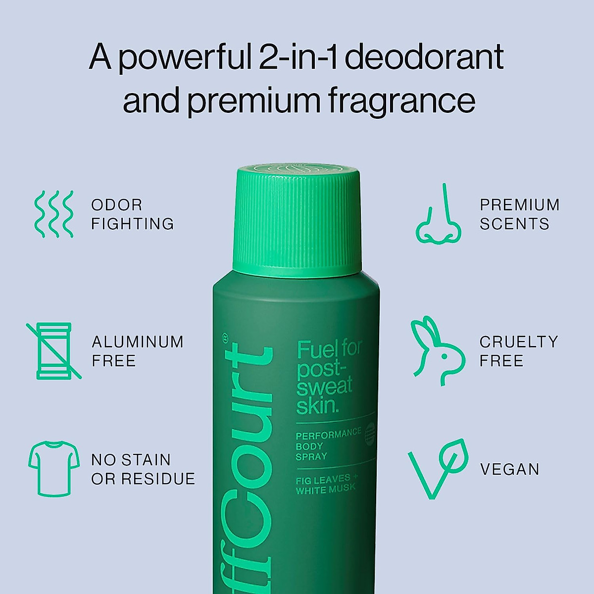 OffCourt - Natural Deodorant Body Spray for Men and Women - Aluminum Free - Whole Body Deodorant for Women and Men - Clean Fig Leaves and White Musk Scent, 3.4 Ounce (Pack of 3)