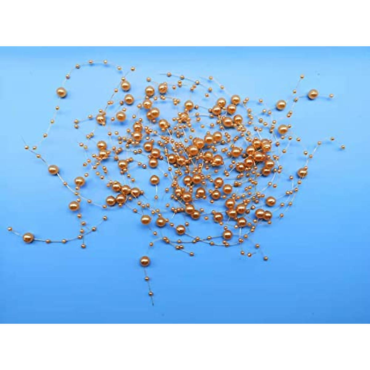 NC 50 Pieces Floating Candles Artificial Pearl String 6 Inch Pearl String Filler Vase Fillers for Floating Candles Centerpiece Dinning Table Party Home Bridal Bouquet Centerpiece (Rose Gold)