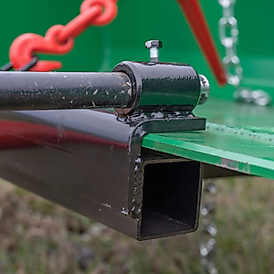 Titan Attachments Hay Bale Spear Frame Attachment with Stabilizer Spears, Universal HD Front Skid Steer Tractor Loader Bucket, 3000 LB Capacity, Conus 2 Sleeves, Chain and Ratchet Binder Included