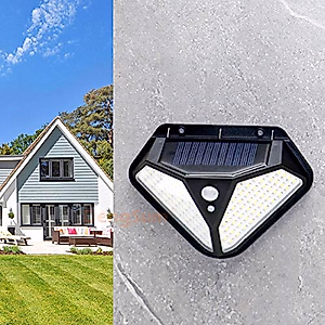 HFFFHA 2 Side 102LED PIR Motion Sensor Solar Energy Street Lamp 3 Lighting Modes Yard Path Home Garden Solar Power Induction Wall Light