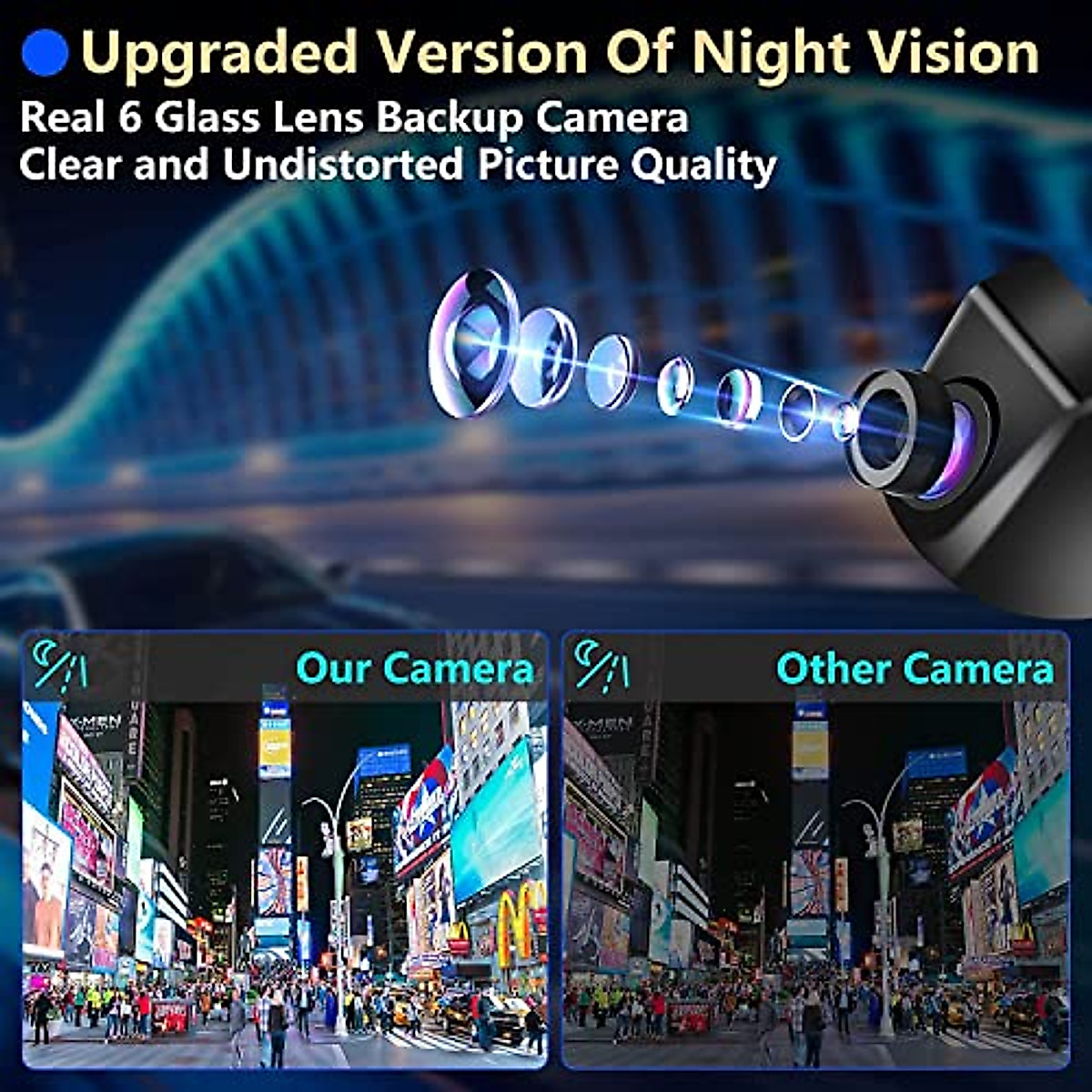 Bileeko Backup/Front View Camera, AHD Reversing Camera 170° Wide Angle Night Vision IP69 Waterproof Car Backup Camera Universal Metal Rear View Camera for Car Truck RV Pickup SUV - 12/24V