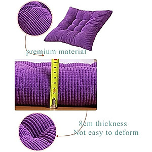 Corduroy Square Chair Pad and Seat Pads with Ties Floor Tatami Bay Window Seat Cushion Breathable Thickened Chair Pad for Indoor, Dining Living Room, Kitchen[Set of 1,Set of 2,Set of 4]