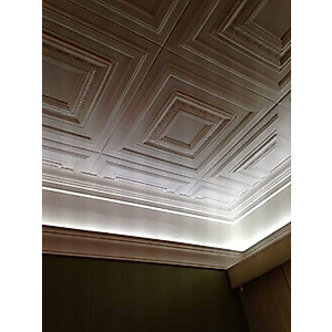 A La Maison Ceilings R31 Chestnut Grove Foam Glue-up Ceiling Tile (128 sq. ft./Case), Pack of 48, Plain White
