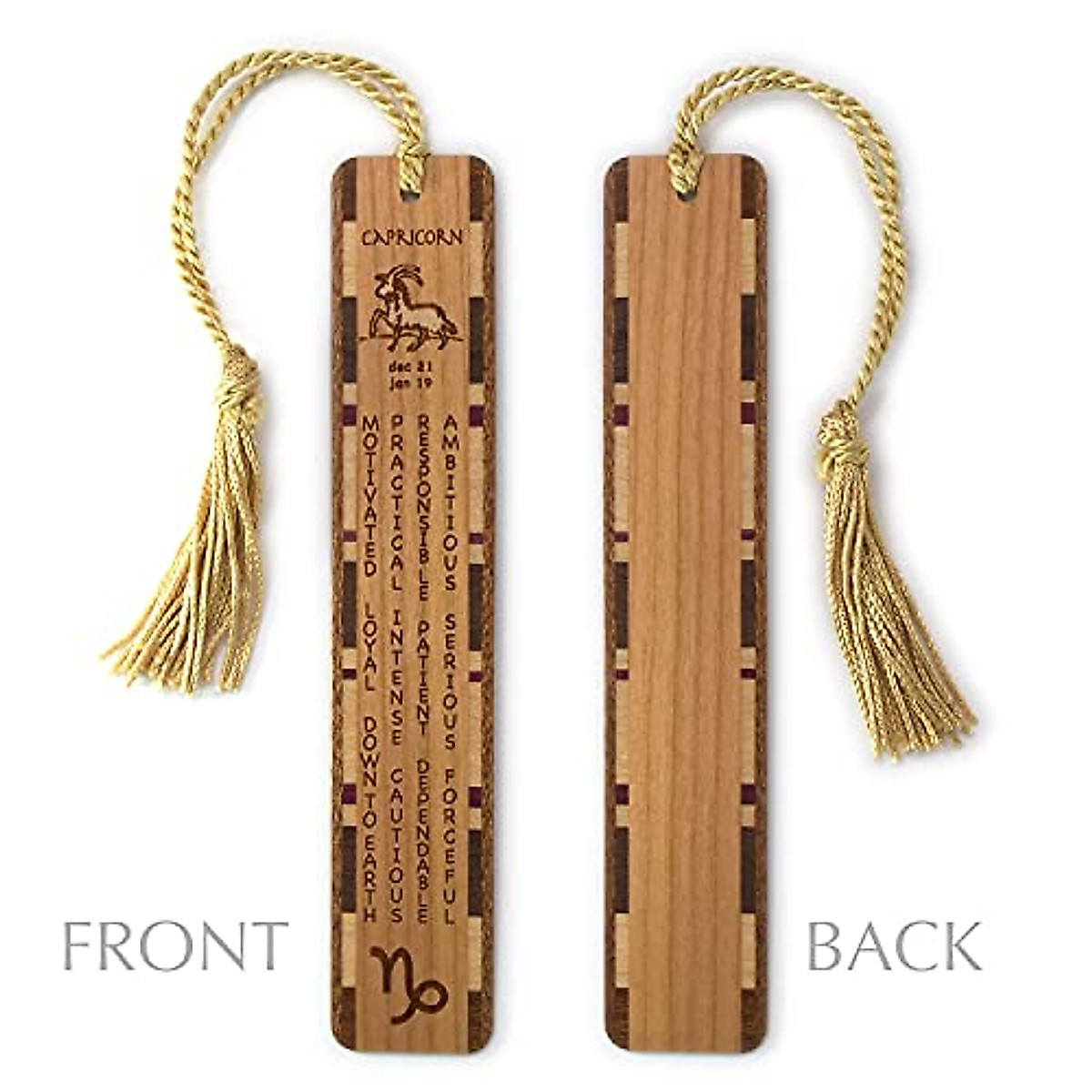 Capricorn Zodiac Astrological Sign Engraved Wood Bookmark - Made in The USA - Also Available Personalized