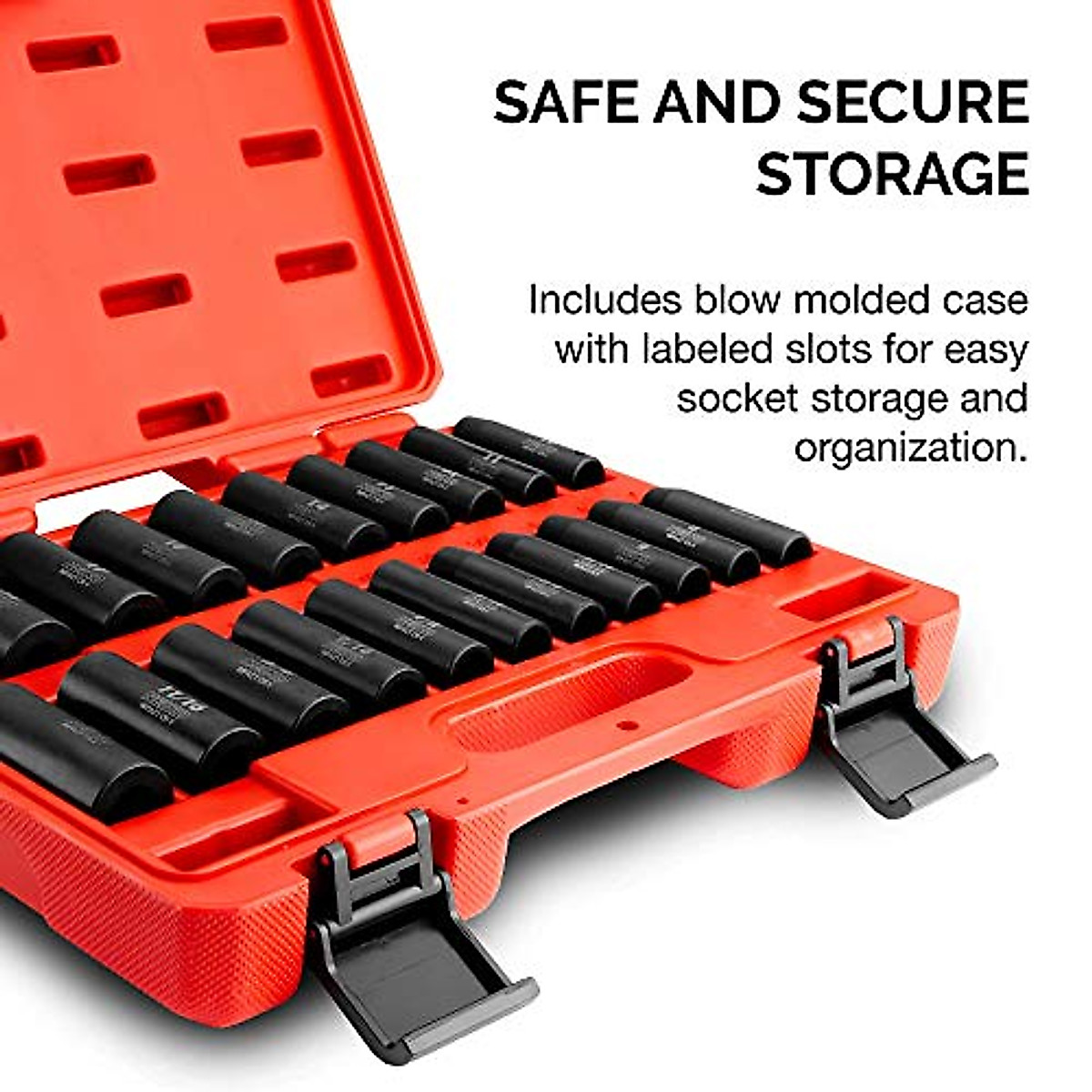 NEIKO 02431A 3/8” Drive SAE and Metric Deep Impact Socket Set | 21 Pieces | SAE 5/16” to 3/4” | Metric 7mm to 19mm | Premium Cr-V Steel | 6-Point Hex Design | Corrosion Resistant Coating