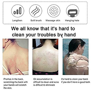 Silicone Bath Towel Scrubber with Bath Towel Holder, Exfoliating Back Scrubber for Shower Cleaning, Silicone Exfoliating Body Scrubber with Non-Slip Handle for Men and Women (Blue, 27.6 inches)