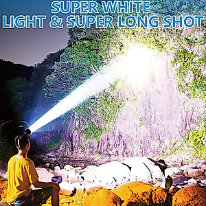 Super Bright Rechargeable High Power Headlamp,LED Rechargeable Head Lamp,LED Head Lights for Forehead Flashlight,Waterproof Headlamp Headlight with White Lights for Camping,Running,Cycling,Fishing