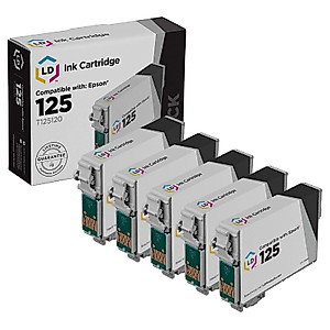 LD Remanufactured Ink Cartridge Replacements for Epson 125 T125120 (Black, 5-Pack)