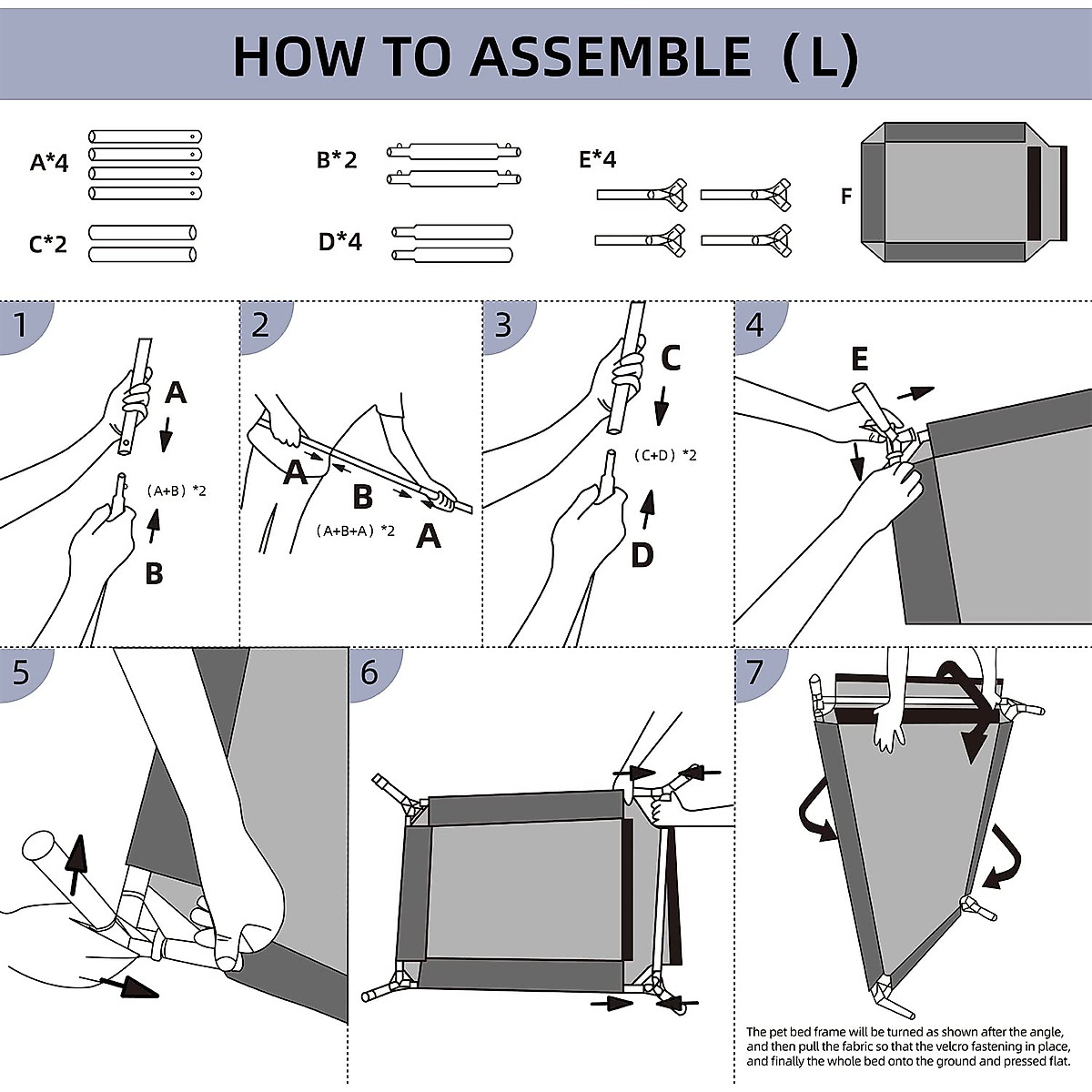 pettycare Elevated Outdoor Dog Bed - Raised Cot for Large Dogs, Heavy Duty Pet Cots Waterproof, Cooling, Washable Breathable Teslin Mesh, Durable, Non Slip, 42 Inches, Grey