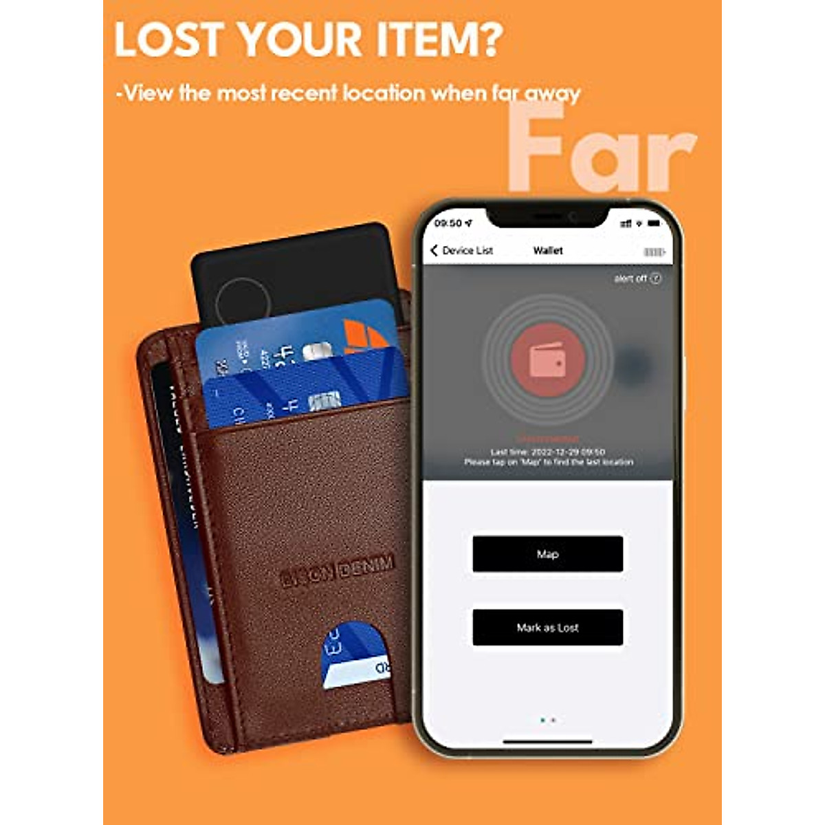 Slim Wallet Tracker Card Finder - MOSIYEEF Wallet Tracker Portable Wallet Finder with Bluetooth Technology Up to 250 Ft Range - Phone Finder iOS and Android Compatible - Camera Remote for Selfie Mode