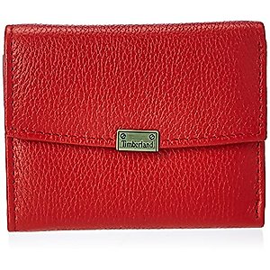 Timberland womens Leather RFID Small Indexer Snap Wallet Billfold, Red, One Size US