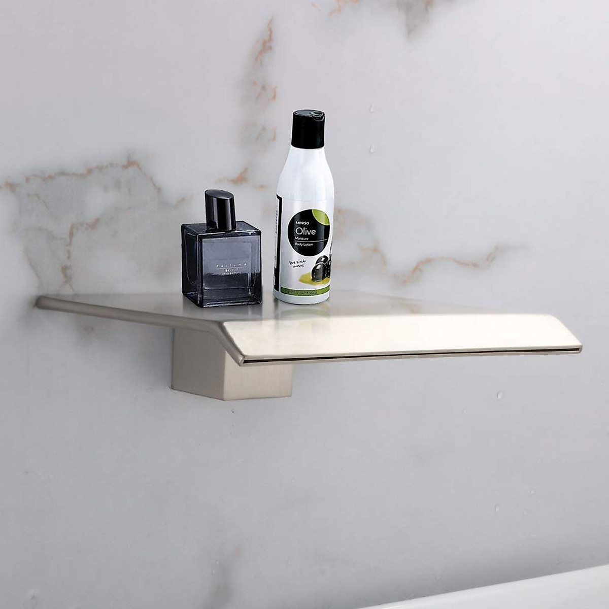 AZOS Wall Mount Tub Spout Waterfall Tub Filler Faucet for Bathroom Multiple Uses, High Flow Bathtub Cascade Waterfall Spout Fixtures Bathroom Bathtub Faucets, Brushed Nickel