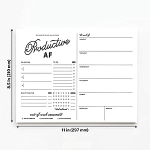 Bliss Collections Weekly Planner, Productive AF, Undated Tear-Off Sheets Notepad Includes Calendar, Organizer, Scheduler for Goals, Tasks, Ideas, Notes, To Do Lists and Habit Tracker, 8.5"x11" (50 Sheets)