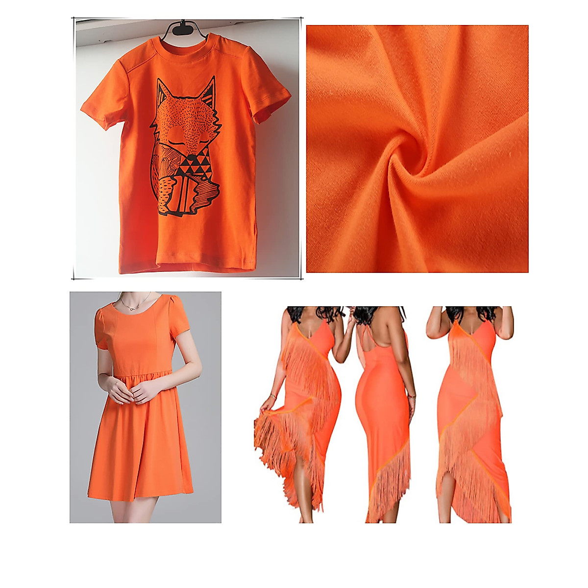 Orange Stretch Spandex T Shirt Knit Fabric Solid Cotton Spandex Knitting Jersey by The Yard Craft Fabric by Yard DIY Sewing Hobby Fabric for T-Shirt (Vermillion Orange, 1 Yard)