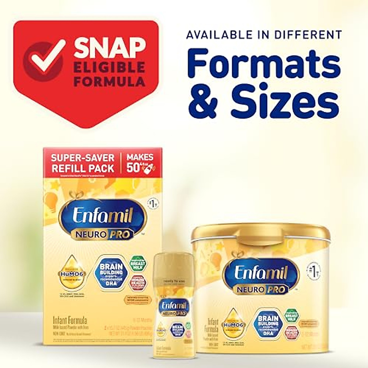 Enfamil NeuroPro Baby Formula, Milk-Based Infant Nutrition, MFGM* 5-Year Benefit, Expert-Recommended Brain-Building Omega-3 DHA, Exclusive HuMO6 Immune Blend, Non-GMO, 124.2 oz​