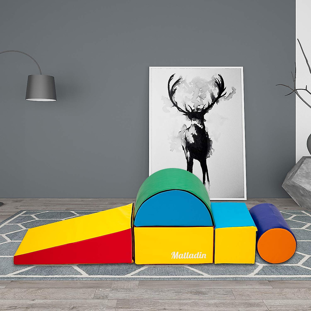 Matladin Indoor Safe Soft Foam Climber 5-Piece Sets, Beginner Toddler Climber with Slide Ramp Indoor Climbing Toys for Toddlers Kids and Children