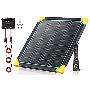 Voltset 20W 12V Solar Panel Kit, Solar Battery Trickle Charger Maintainer with MPPT Solar Charge Controller, Extension Cable Clips O-Ring Terminal & Adjustable Mount Bracket for Car Motorcycle Marine