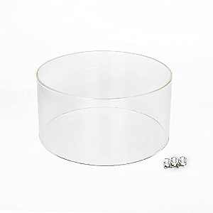 BAIDE HOME Borosilicate Glass Wind Shield for BAIDE HOME Patio Fire Pit Column Series, Round 11.81- Inch x 4.5-Inch Tall, Three Aluminium Holders