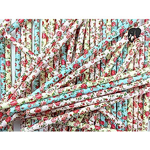 75-Pack Biodegradable Floral Paper Straws - Pink, Blue, Yellow - Vintage Flower & Rose Design - Eco-Friendly Disposable Straws for Parties by JPACO