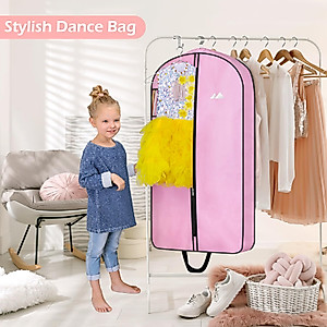 MISSLO 43" Pink Garment Bags for Travel for Women Waterproof Oxford Fabric Suit Bags for Closet Storage Dress Cover Hanging Clothes Bag