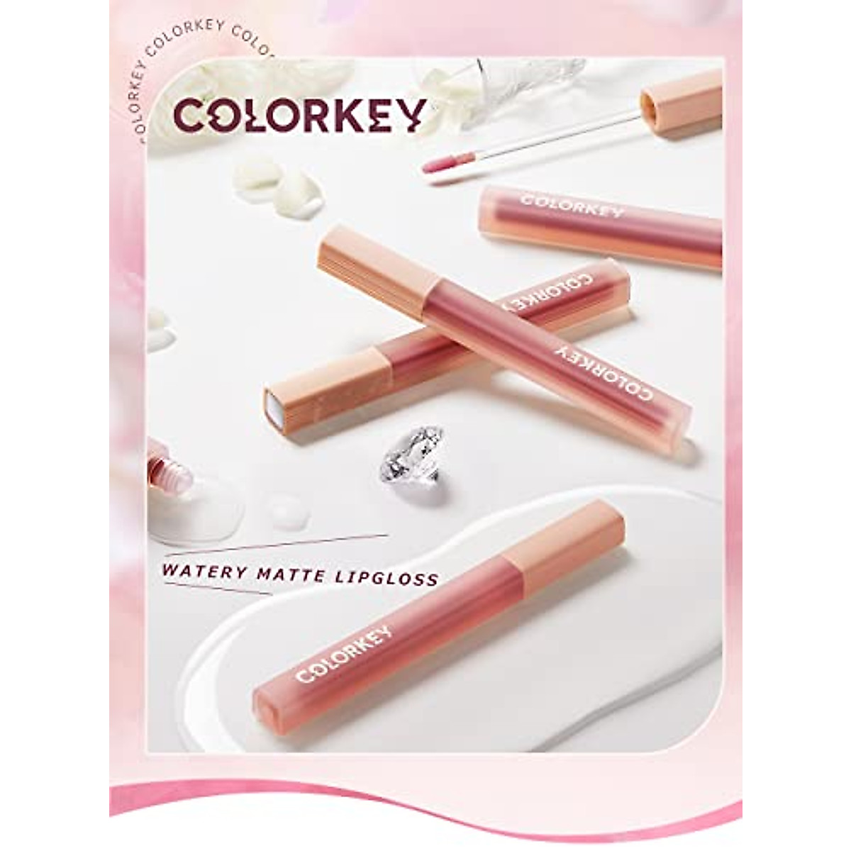 COLORKEY Soft Matte Water Tint, Hydrating Glossy Lip Gloss, Long-Lasting Liquid Lipstick | Moist Fit Without Stickiness | Moisturized | Transparent | Highly Pigmented Lip Tint (O302 Balsam Jasmine)