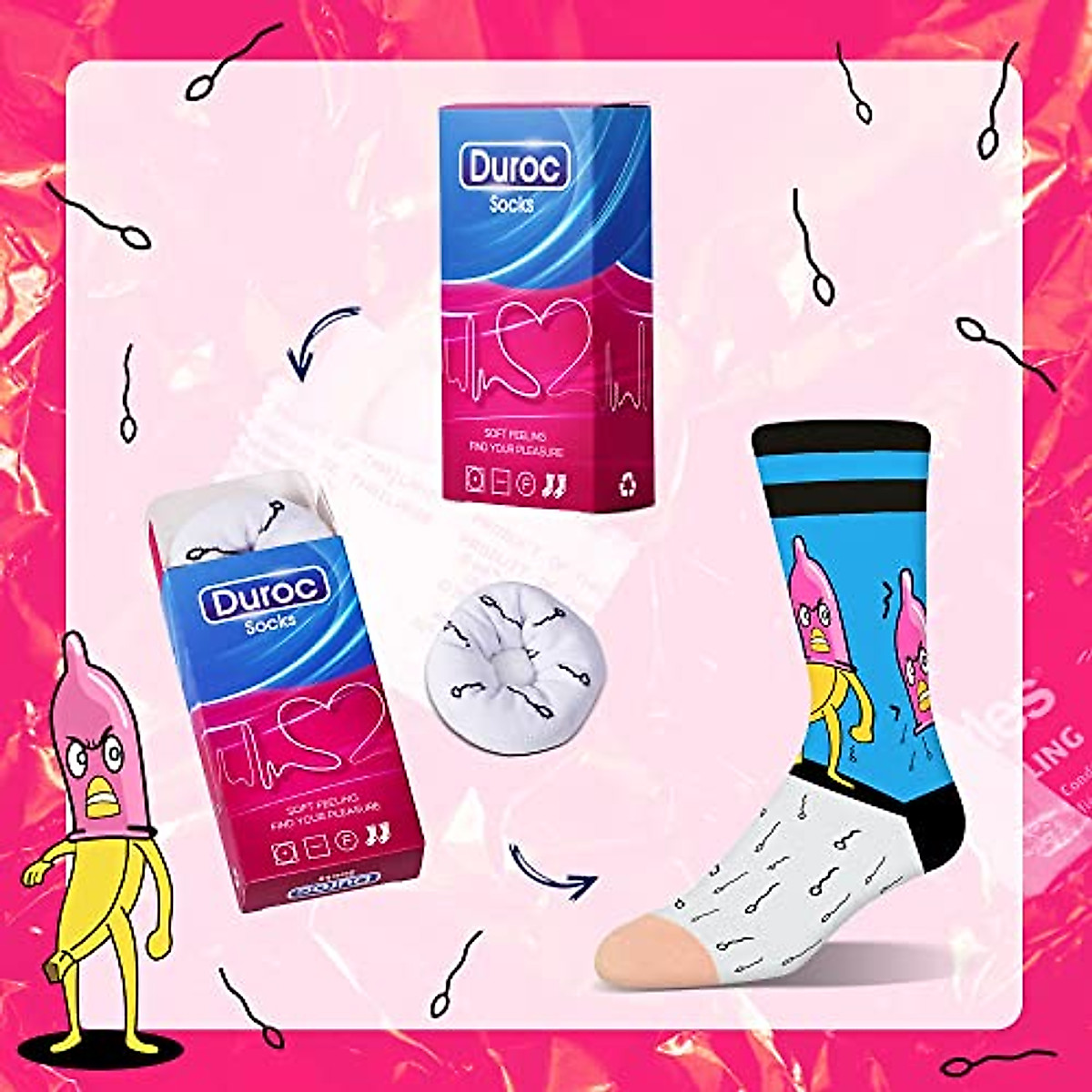 Funny Duroc Socks Box for Men - Valentines Day Gifts for Boyfriend Him Husband Fun Novelty Funky Crazy Silly Cool Socks Lovers Joke Gifts