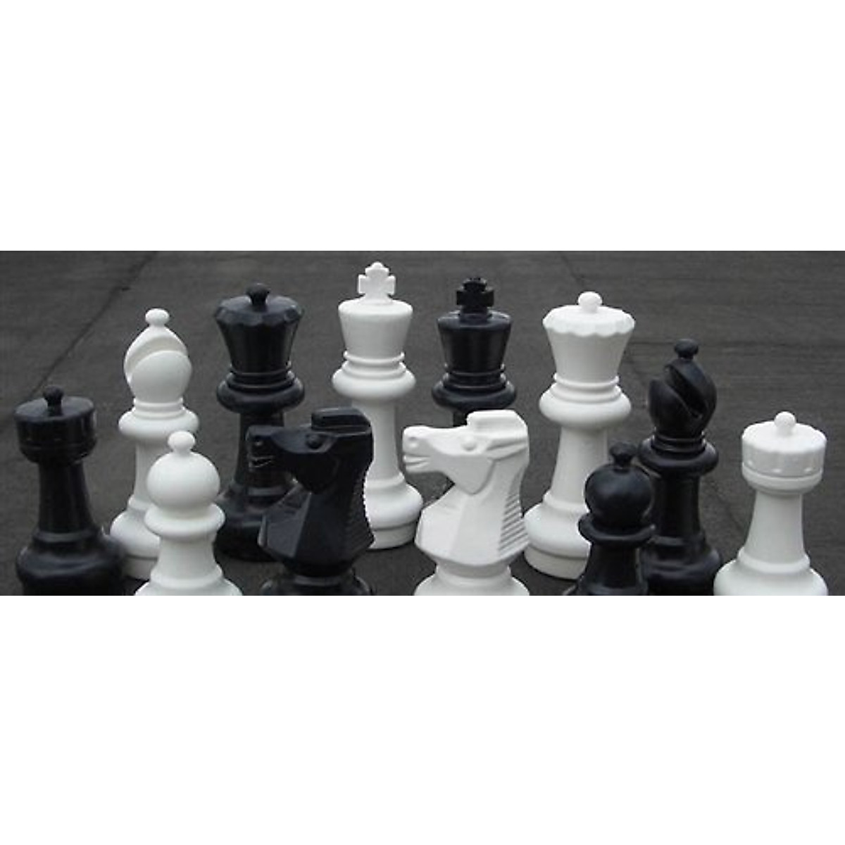 MegaChess Large Chess Pieces and Large Chess Mat - Black and White - Plastic - 12 inch King