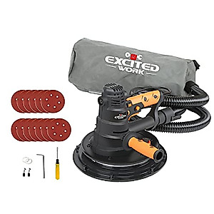Excited Work Drywall Sander, 800W Electric Drywall Sander with Vacuum and LED Light Variable with a Removable Handle Carry Dust Collection Bag and 13 Pcs Sanding Discs