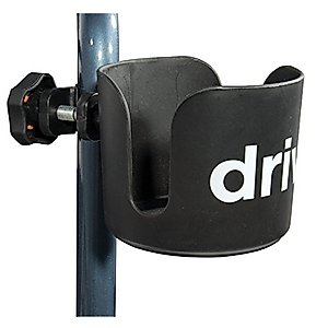 Drive Medical Universal Clamp-On Cup Holder For Walker, Rollator, & Wheelchair, 3 x 3 Inch, Black