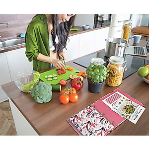 Better Kitchen Products Recipe Binder, Full Page 3 Ring Standard Binder Organizer Set (with 50 Page Protectors & 12 Category Divider Tabs) 11.5" x 12" Floral Design