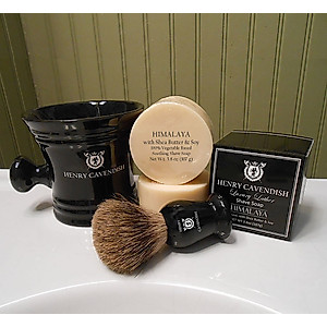 Henry Cavendish Gentleman's 100% Pure Badger Hair Shaving Brush - Perfect Brush for a Soap or Cream Shave Using a Shaving Razor, Double Edge Razor, Safety Razor or Straight Razor