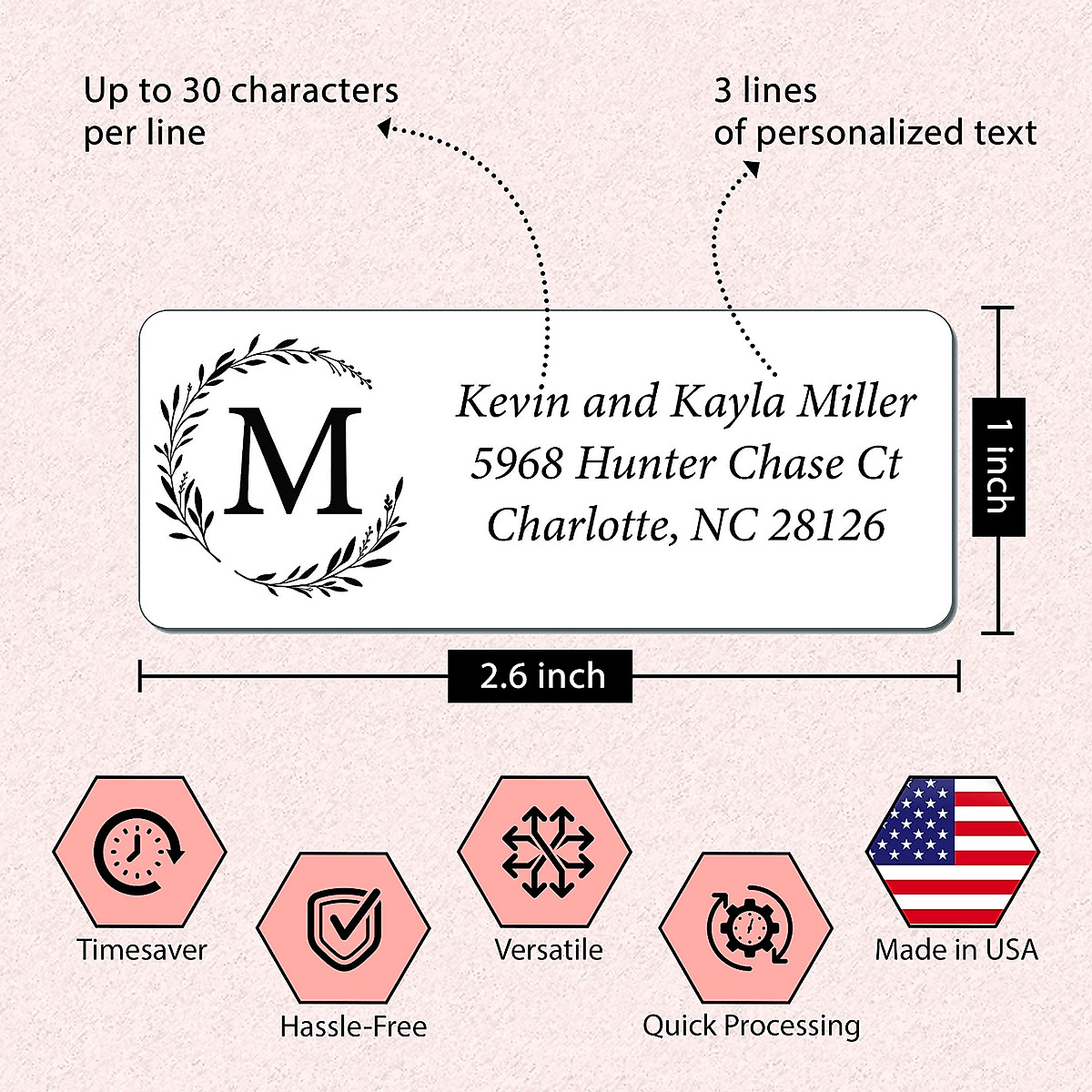 Personalized Return Address Labels Simple - Set of 240 Elegant Custom Mailing Labels for Envelopes, Self Adhesive Flat Sheet Rectangle Personalized Name Stickers (White)