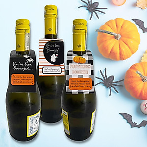 You've Been Boozed Tag | 15 Pack | Tags with Pre-Cut Hole to Use On Booze Bottles | You've Been Boozed Game | Mix of 3 Fall Designs | Wine | Alcohol Bottle Tags