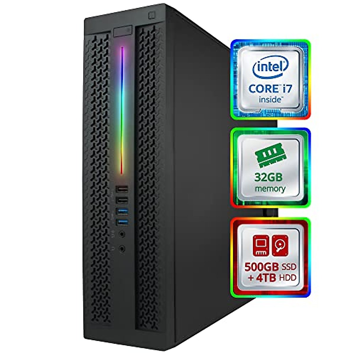 HP EliteDesk 800G1 Small Desktop Computer (SFF) | Quad Core Intel i7 (4.0GHz Turbo) | 32GB DDR3 RAM | 500GB SSD Solid State + 4TB HDD | 5G-WiFi + Bluetooth | Win 10 Pro | Home or Office PC (Renewed)