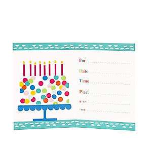 Unique Confetti Cake Birthday Party Invitations, 5.5" x 4", Multicolor