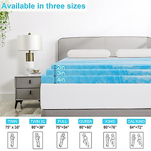 Opoiar Memory Foam Mattress Topper Full 3 inch Ventilated Bed Topper,Cooling Gel Infused for Pressure Relief & Back Pain,Full Size in a Box,Medium-Firm,Made in USA,CertiPUR-US Certified, Blue