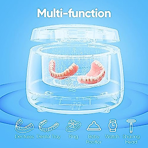 WPDGAD Ultrasonic UV Cleaner for Dentures, 30W Professional Ultrasonic Cleaner Machine for all Dental, Retainer, Aligner, Braces, Mouth Guards, Toothbrush Head, Shaver Head, Jewelry, White
