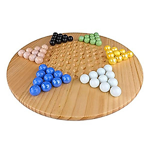 Regal Games - Chinese Checkers -11.5” Natural Wood Game Board with 60 Glass Marbles Assorted, Fun, Family-Friendly Board Game - Ideal for Up to 6 Players Ages 8+