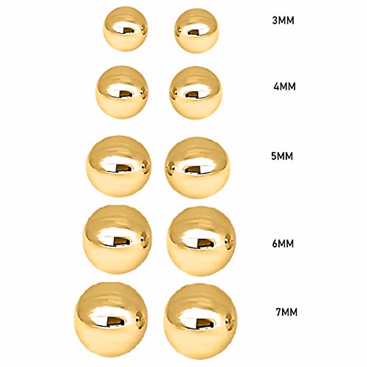 Maulijewels 14K Solid Yellow Gold (3MM - 6MM) Ball Earring/Stud Earrings For Women's With Secure Push Back