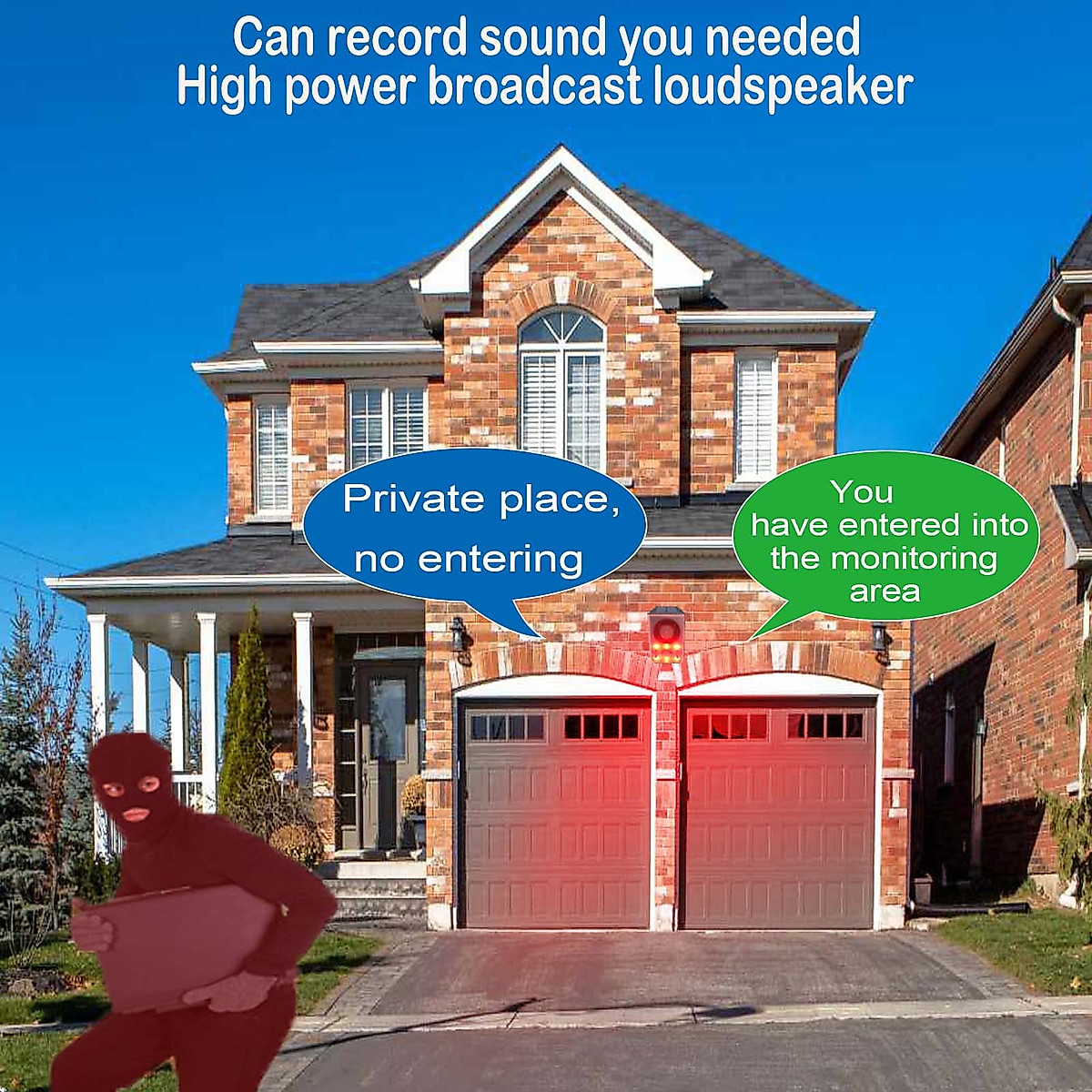 Solar Motion Sensor Alarm Outdoor - 130db Sound Security Siren Light with Remote Controller for Home, Villa,Farm,Barn,Yard,Chicken coop