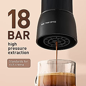 ZZUOM Protable Espresso Machine, Compatible with Ground Coffee & Nespresso Capsules, 18 Bar Pressure for Rich Crema, Manual Espresso Maker, Perfect for Travel, Camping, Hiking (Black)