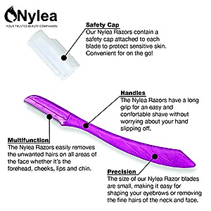 Nylea 3-Pack Eyebrow Razor Trimmer for Women Face [Extra Precision] Peach Fuzz Remover | Disposable Dermaplane Facial Hair Shaper | Dermaplaning Shaving Removal Tool - Facial Shave Shaver Blades