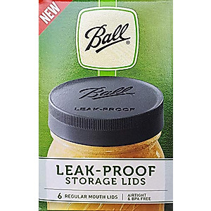 Ball Regular Mouth Black Plastic Leak - Proof Lids for Canning Jars - 6 / Pack