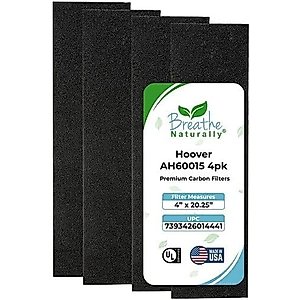 Breathe Naturally - Extra Thick Replacement Carbon Pre-Filters Compatible with Hoover AH60015, WH10040, WH10060 - Premium Carbon Filter Replacement - Made in USA - Perfect for Home & Office(4 pack)