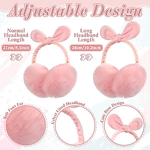 JaGely 4 Pieces Winter Ear Muffs Cute Bow Faux Fur Ear Warmers Ski Adjustable Ear Covers Outdoor Faux Fur Ear Warmers for Women Girls