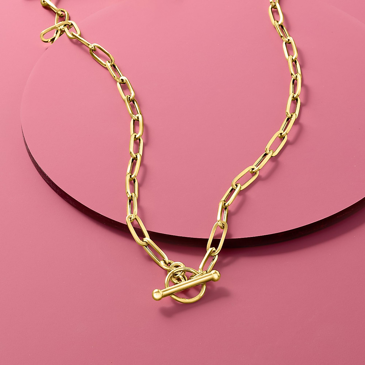 RS Pure by Ross-Simons Italian 14kt Yellow Gold Paper Clip Link Toggle Necklace. 18 inches