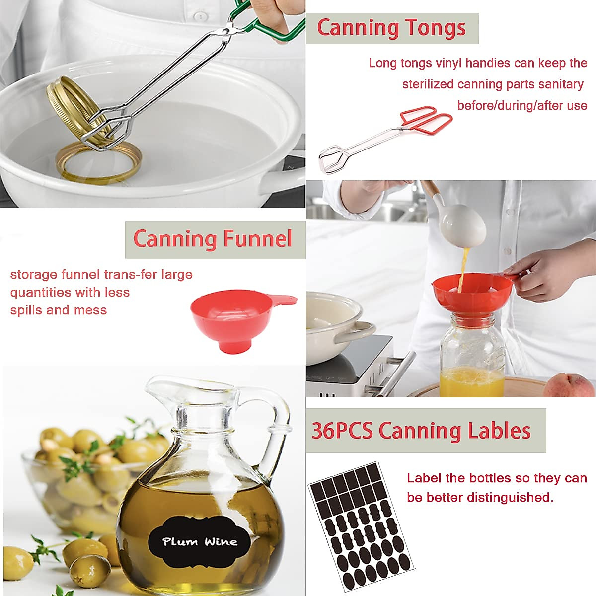 CORJEEJOR Canning Supplies Canning Starter Kit Canning Tools Equipment Canning Pot Set Included Canning Funnel,Magnetic Jar Lifter,Jar Wrench,Lid Lifter