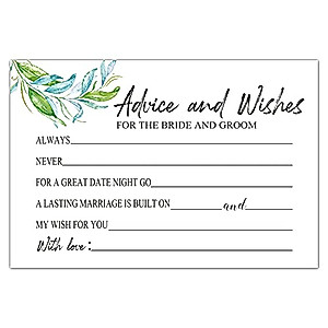 Advice and Wishes Cards for the Bride & Groom, New Mr and Mrs, Newlyweds, Wedding Advice Cards Perfect for Bridal Shower or Wedding, Wedding Guest Book Alternative, Pack of 50 4x6 Inch