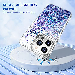 Caka Designed for iPhone 14 Pro Case, iPhone 14 Pro Case 2022 Glitter Bling Sparkle for Women Girls Liquid Floating Quicksand Cover with Screen Protector Phone Case - Blue Purple