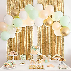 B-COOL Gold Sequin Backdrop Curtain Gold Curtains 2 Packs 2ftx8ft Gold Drapes for Backdrop Gold Backdrop Curtains for Parties Holiday Baby Shower Photography Stage